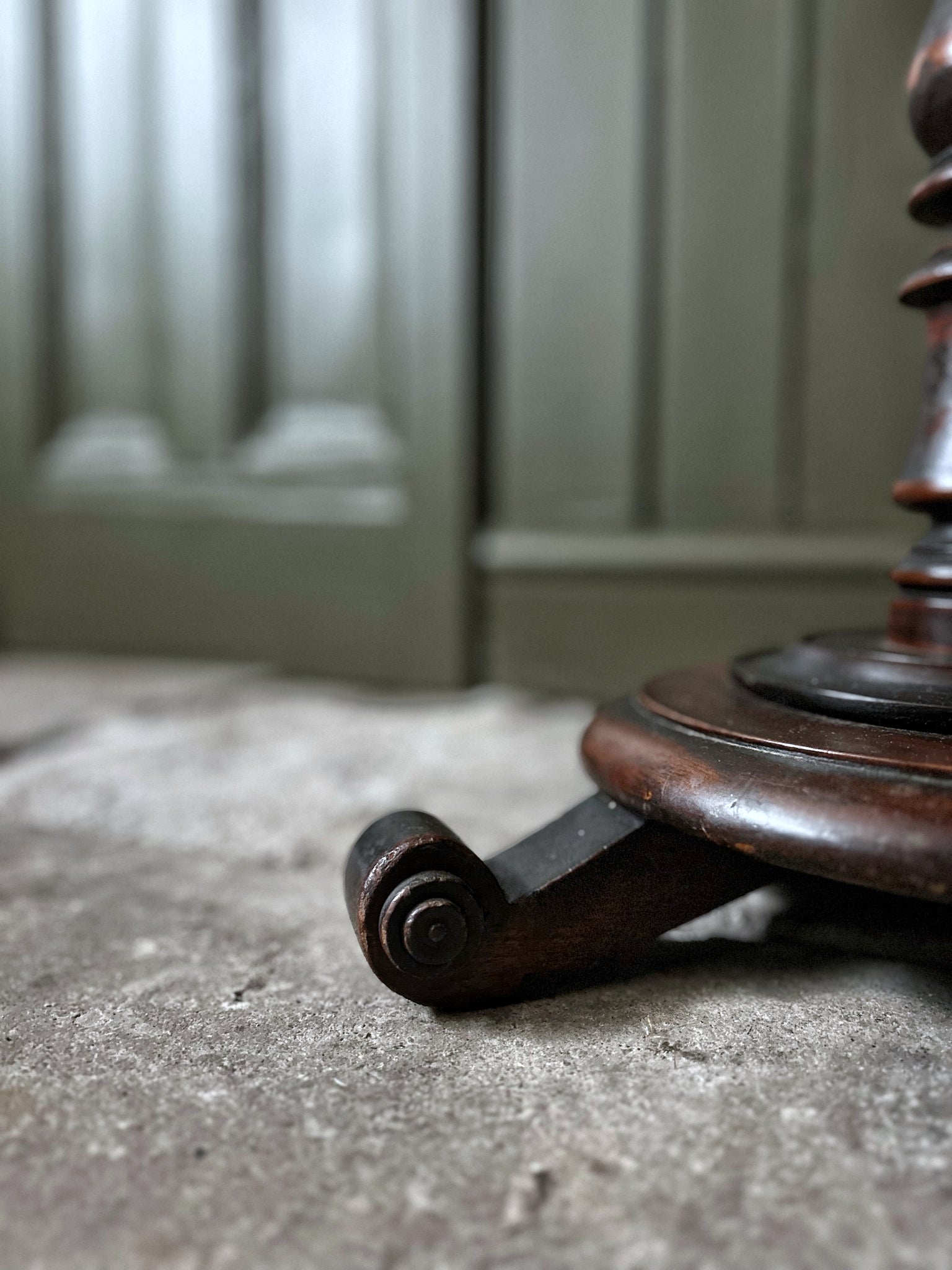 19th century antique Country house mahogony turned scroll feet wine si ...