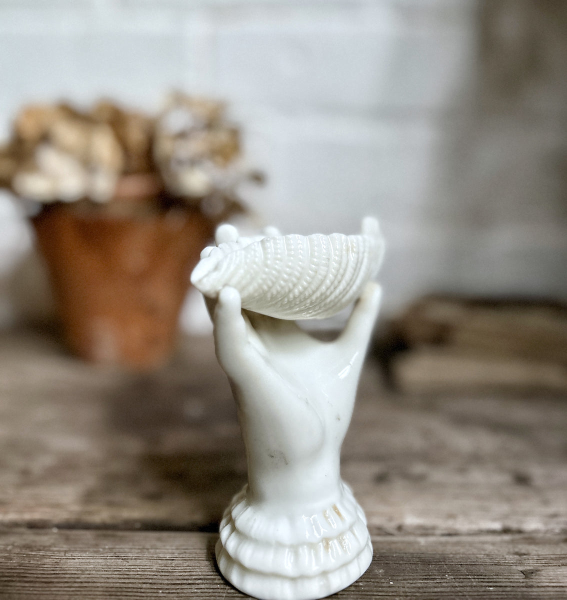 Antique Victorian white glazed Parian porcelain pottery childs hand cl ...