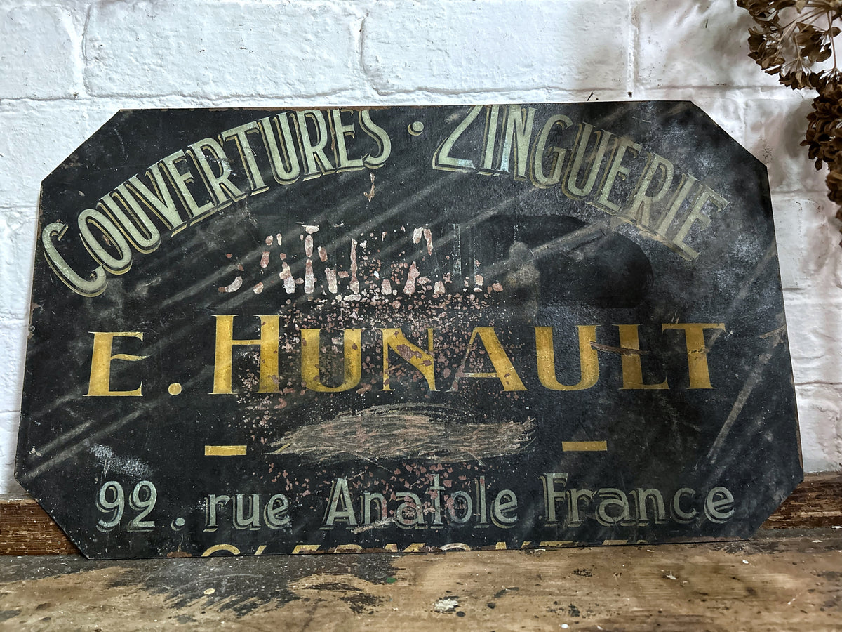 Antique French zinc hand painted services advertising sign – The Old ...