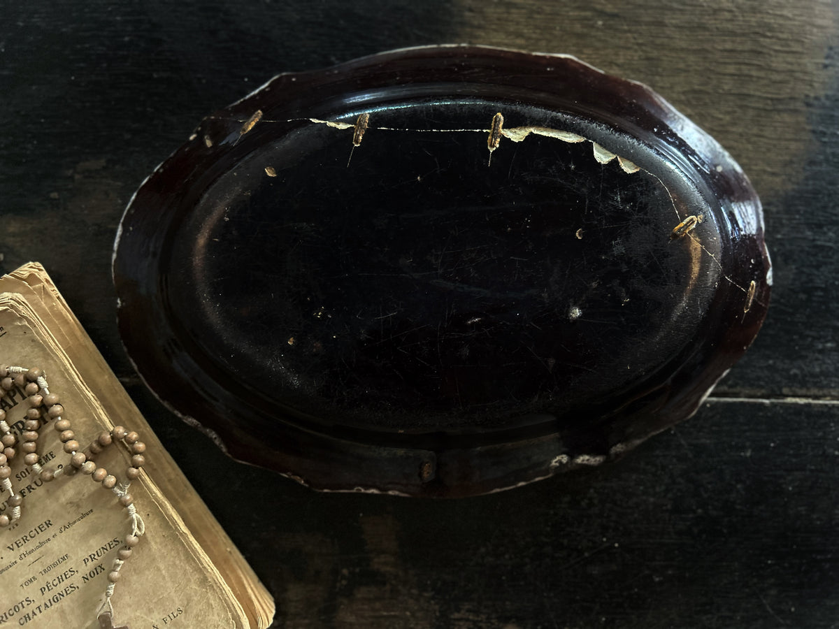 Early 18th Century antique French Rouen Faience pottery platter with h ...