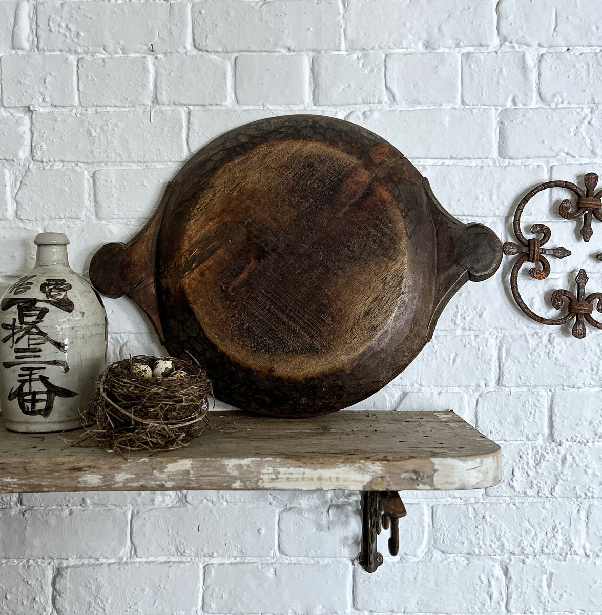 Antique wooden Indian parat plate primitive hand carved rustic – The ...