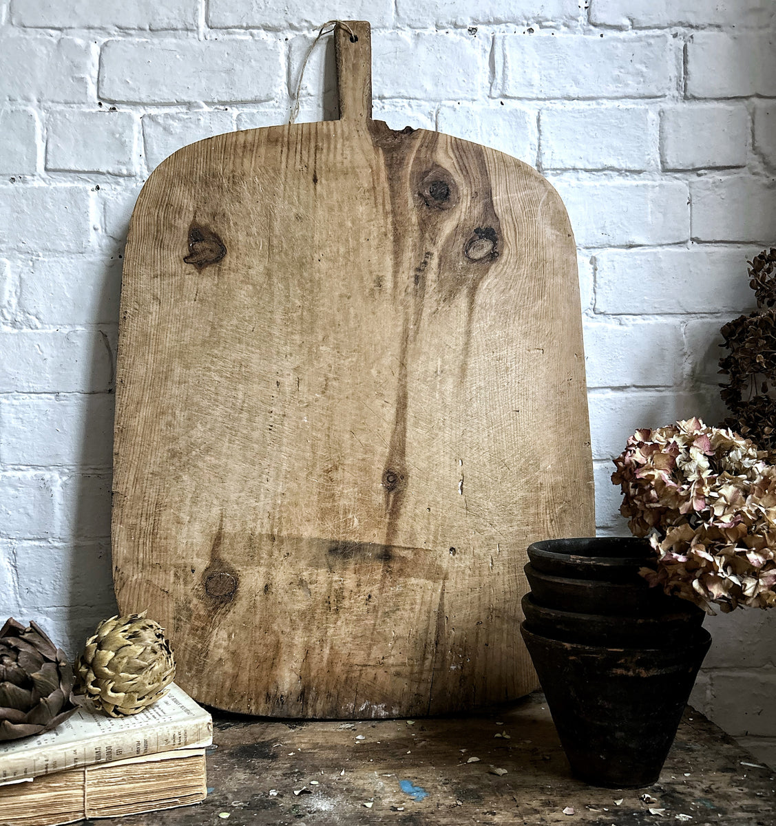 Large vintage rustic wooden dough bread serving board – The Old Potato ...