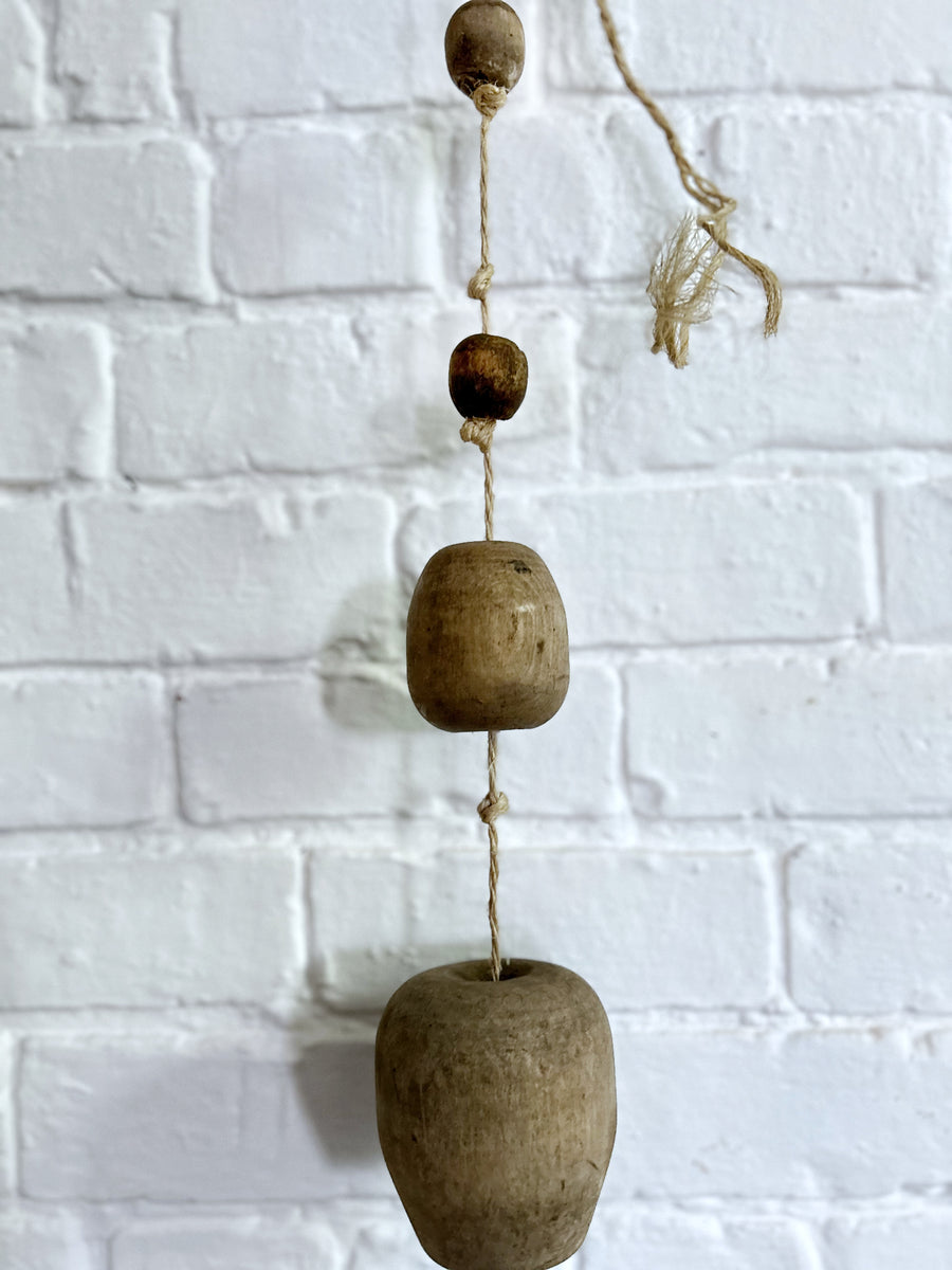A string of reclaimed French vintage hanging wooden balls on rope – The ...