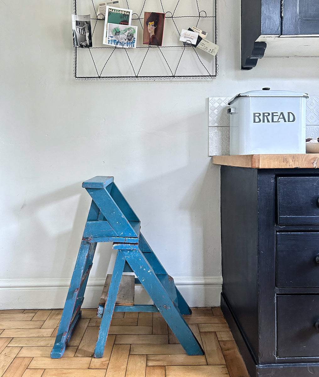 Rustic blue original painted wooden metamorphic step ladder chair – The ...