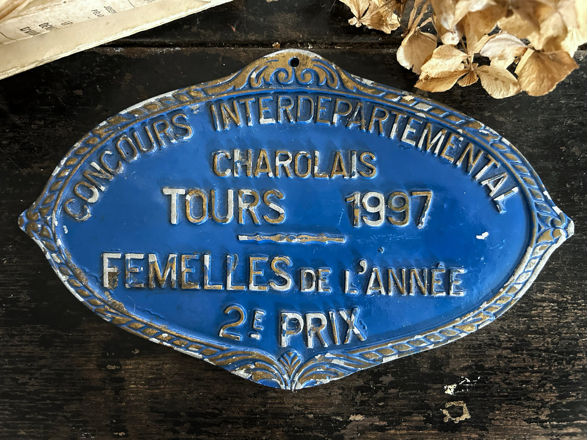 Blue metal French Agricultural competition award sign plaque – The Old ...