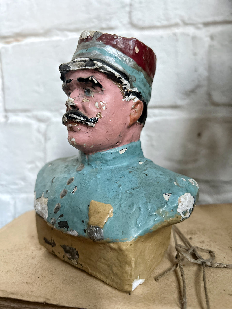 Antique WW1 French military soldier chalk bust overpainted figure – The ...