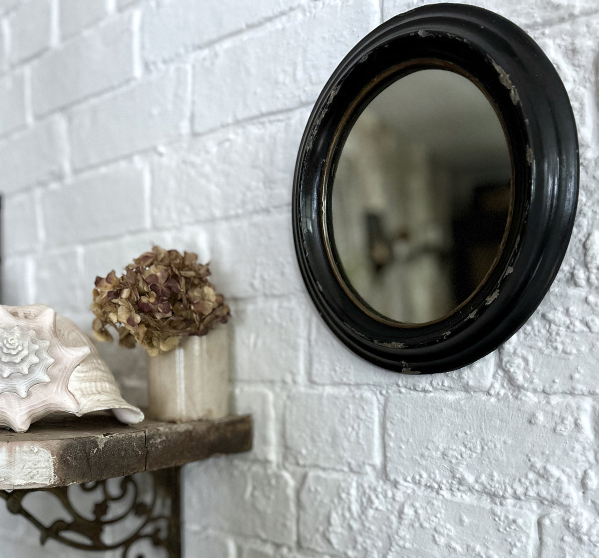 Petit French antique 19th Century oval black mirror – The Old Potato Store