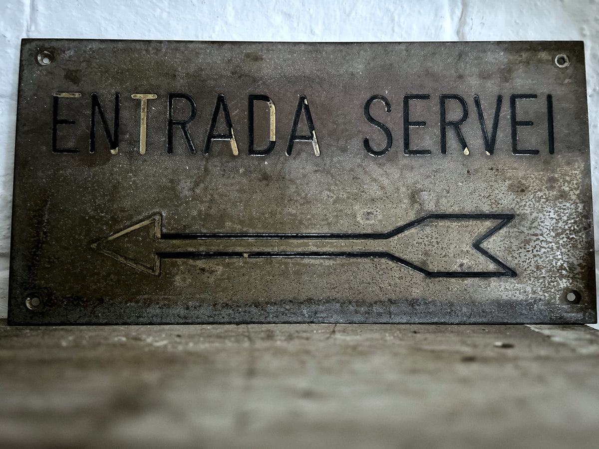 vintage Spanish service entry brass hotel bar sign – The Old Potato Store