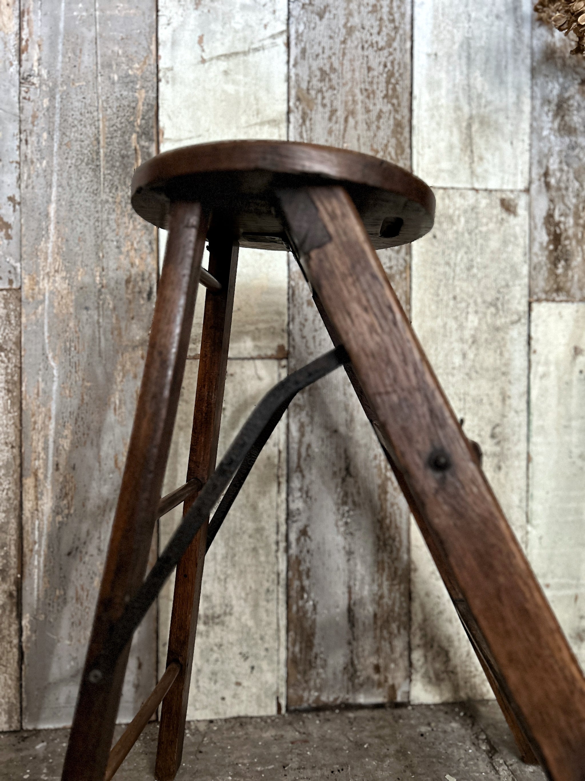 Antique oak wooden folding Atlas stool library kitchen ladders – The ...