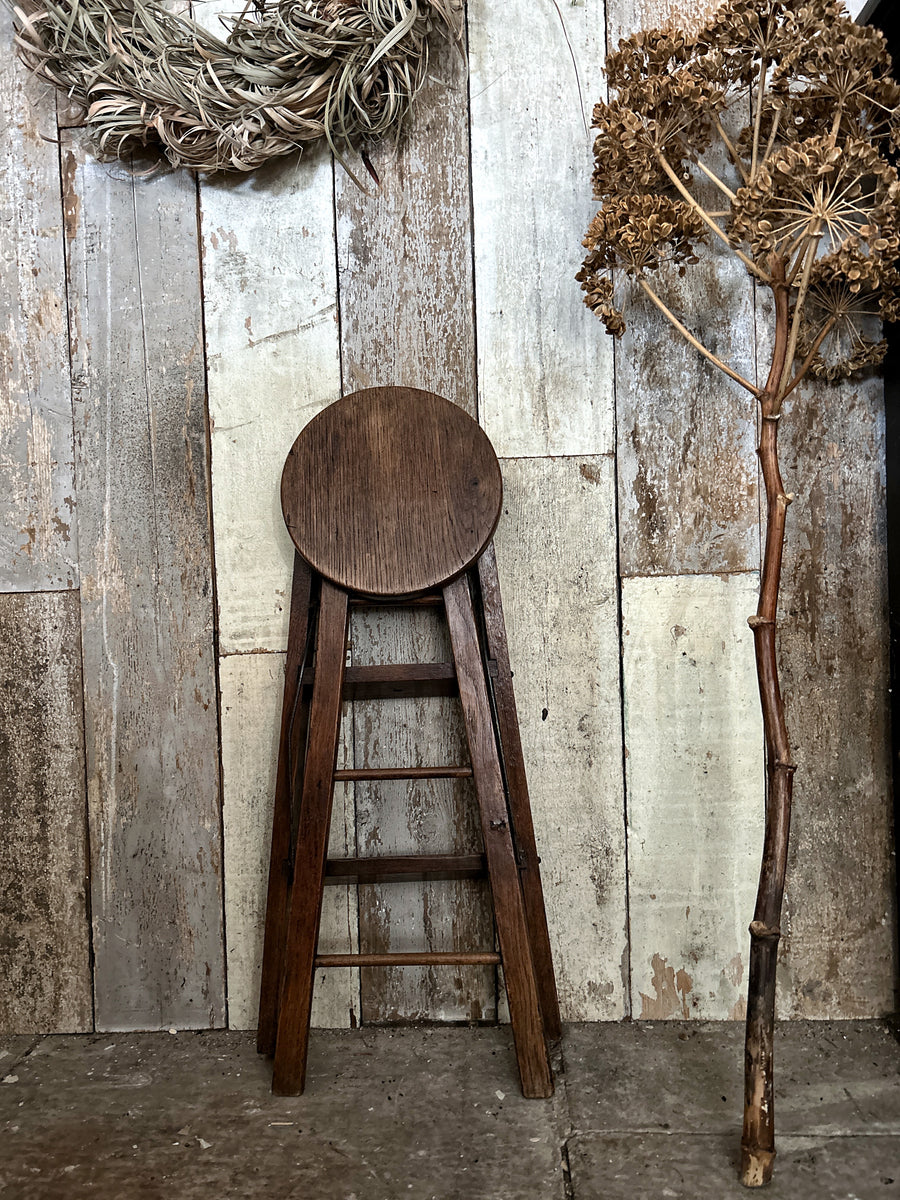 Antique oak wooden folding Atlas stool library kitchen ladders – The ...