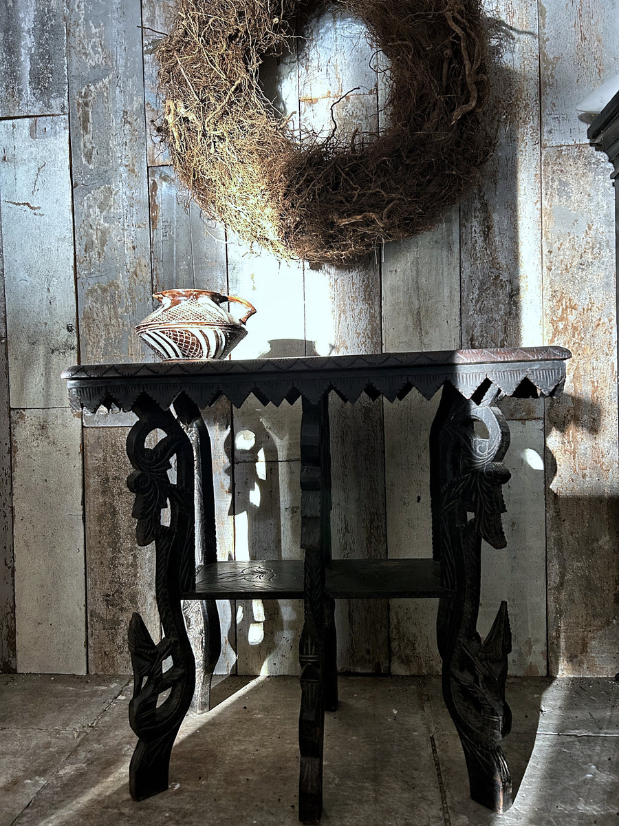 Antique Anglo Indian Burmese Padouk heavily Carved Decorative console ...