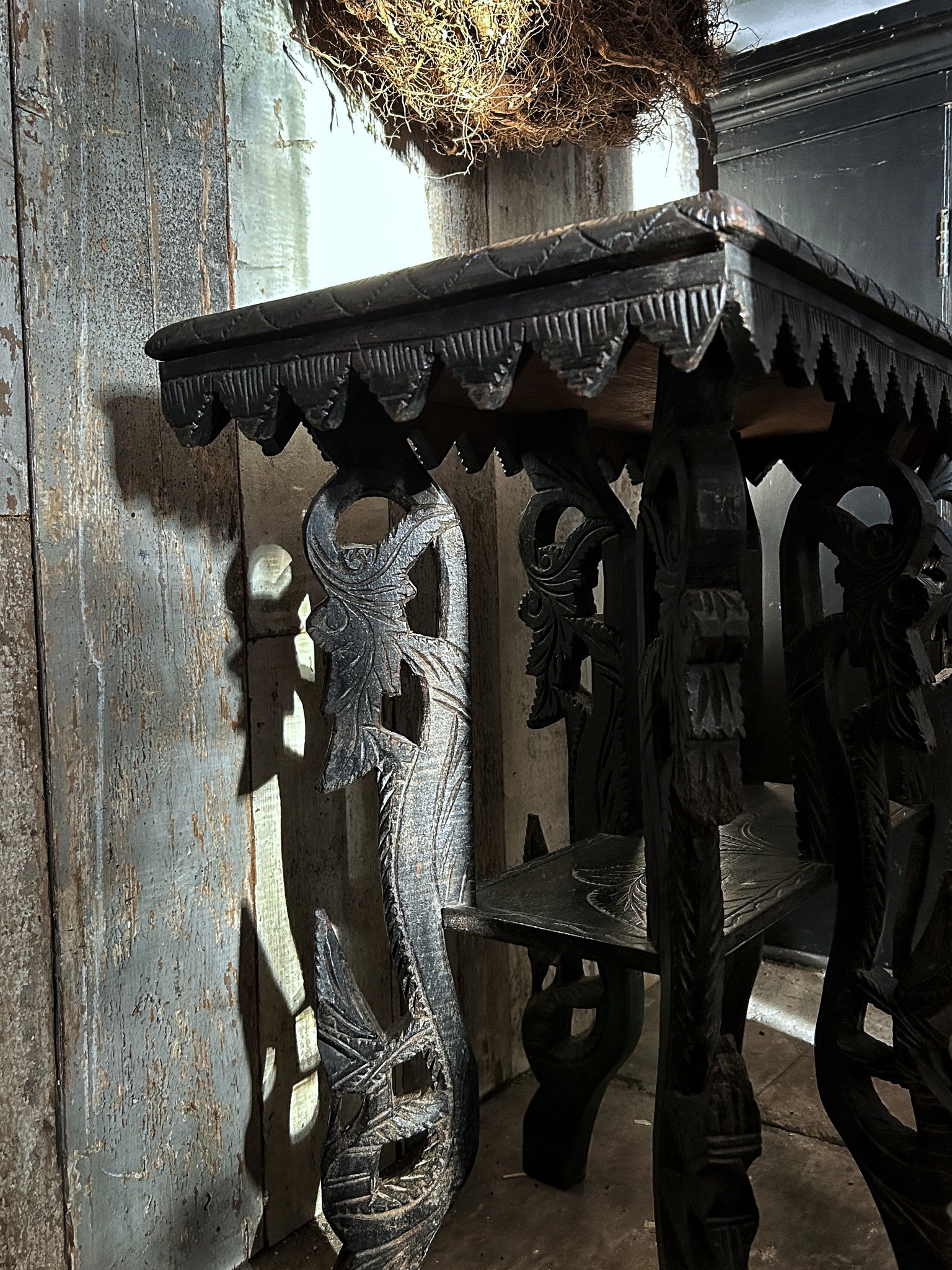 Antique Anglo Indian Burmese Padouk heavily Carved Decorative console ...