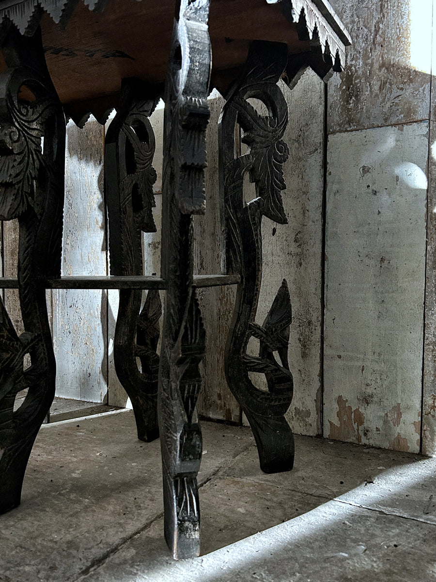 Antique Anglo Indian Burmese Padouk heavily Carved Decorative console ...