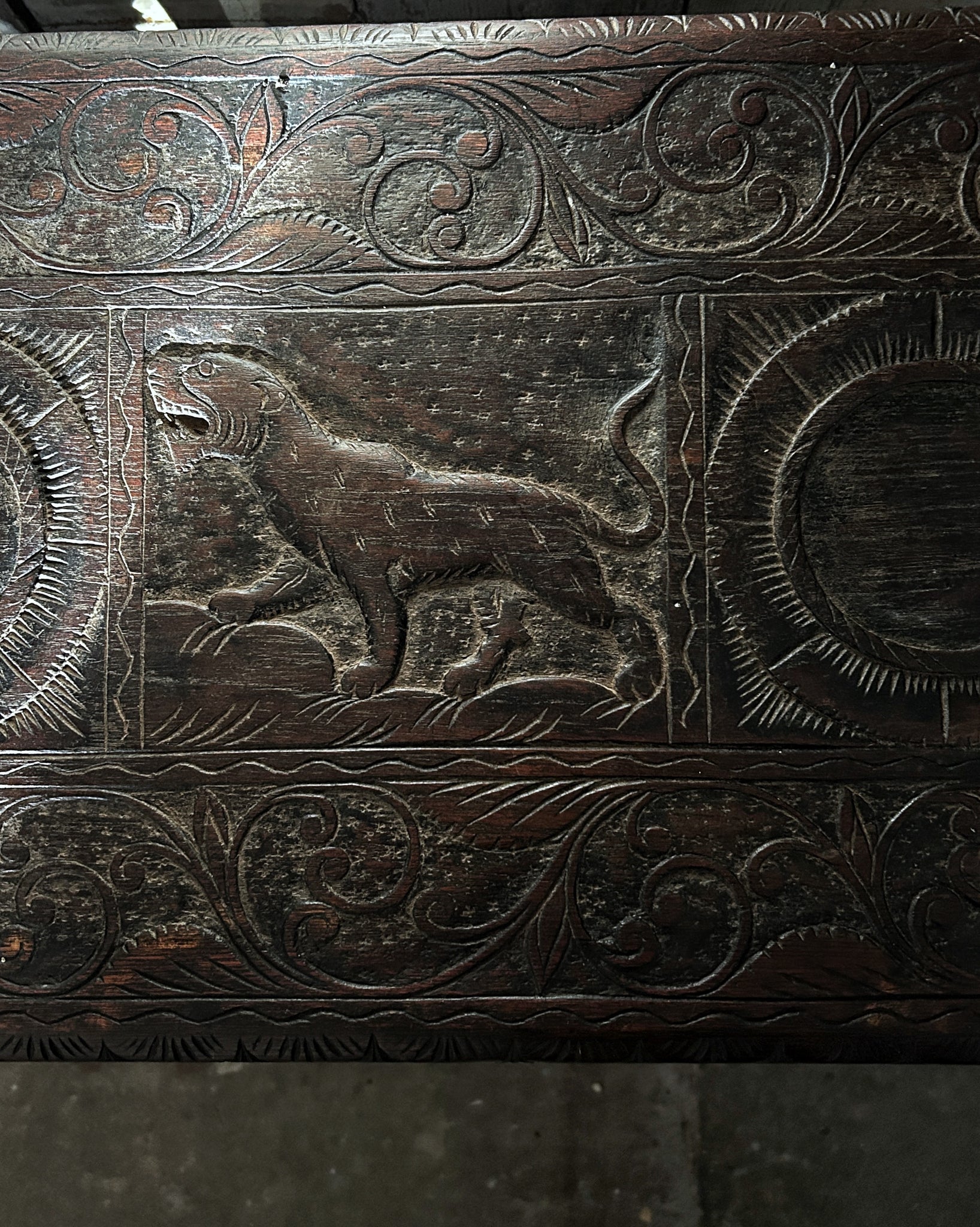 Antique Anglo Indian Burmese Padouk heavily Carved Decorative console ...