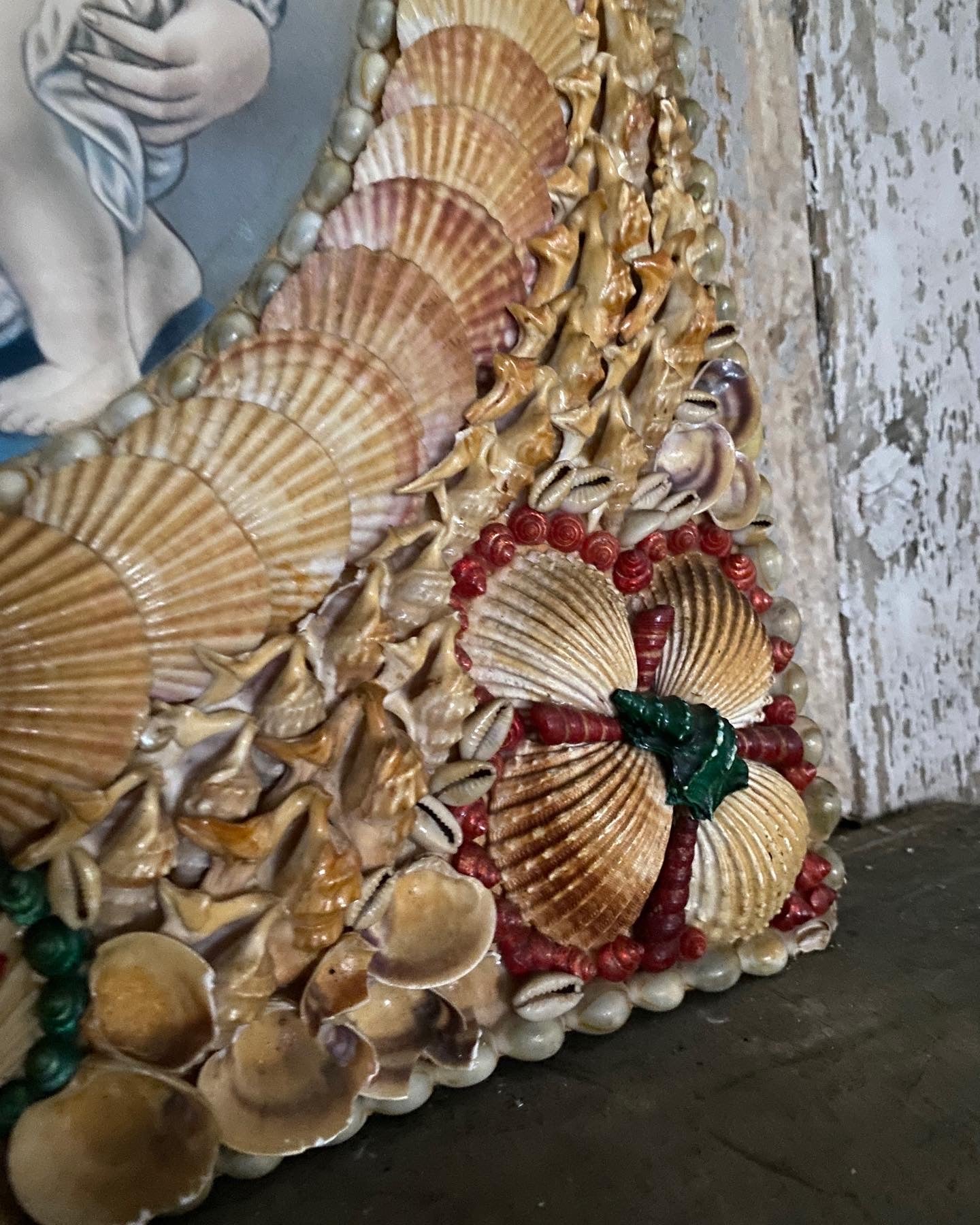 A Vintage grotto gypsy art religious print covered in shells – The Old ...