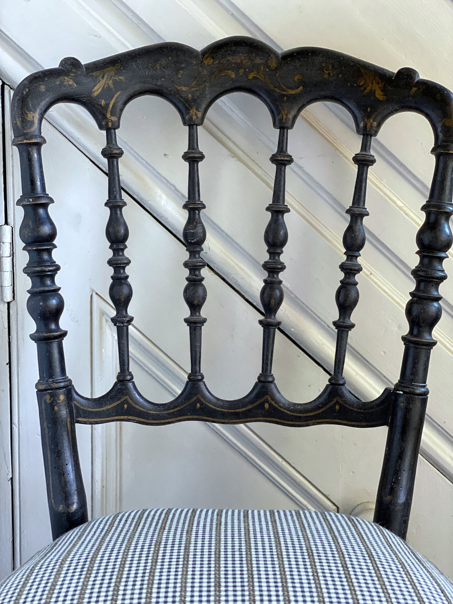 French Napoleon III Chiavari Ebonised hand painted chair – The Old ...