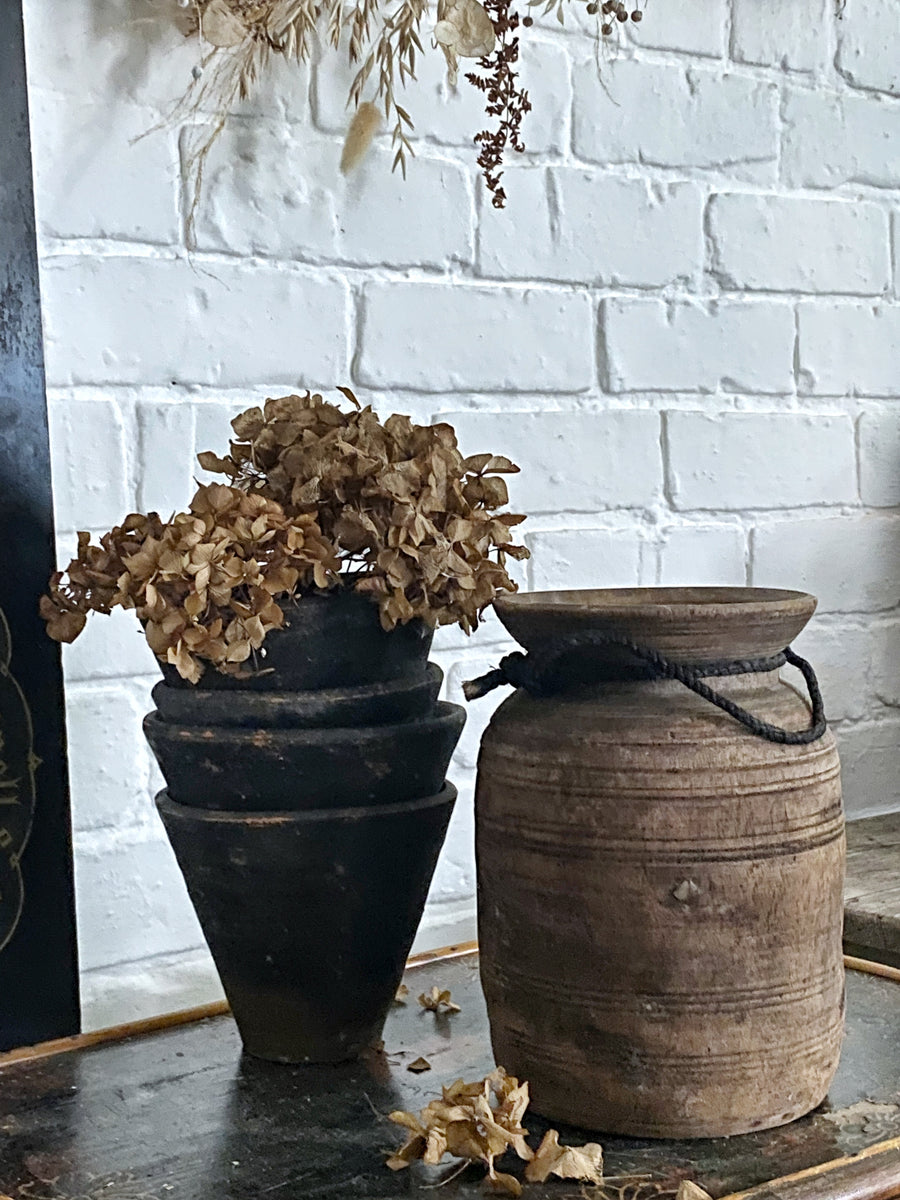 Tibetan Rustic Wooden Carved Ghee pot – The Old Potato Store