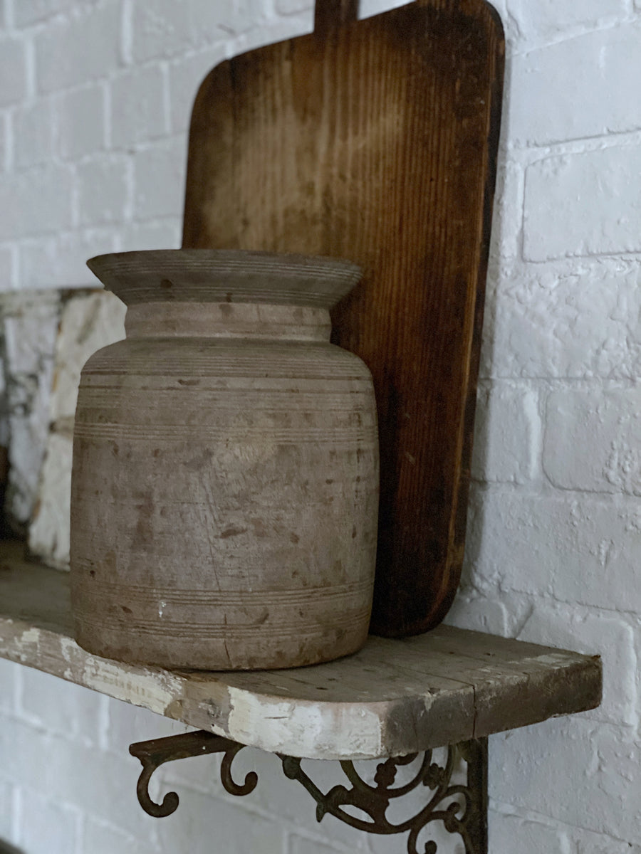 Vintage rustic Indian wooden primitive ghee oil pot – The Old Potato Store